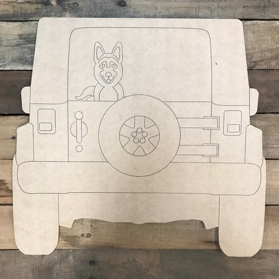 Jeep With German Shepherd Cutout Unfinished Craft Paint by | Etsy