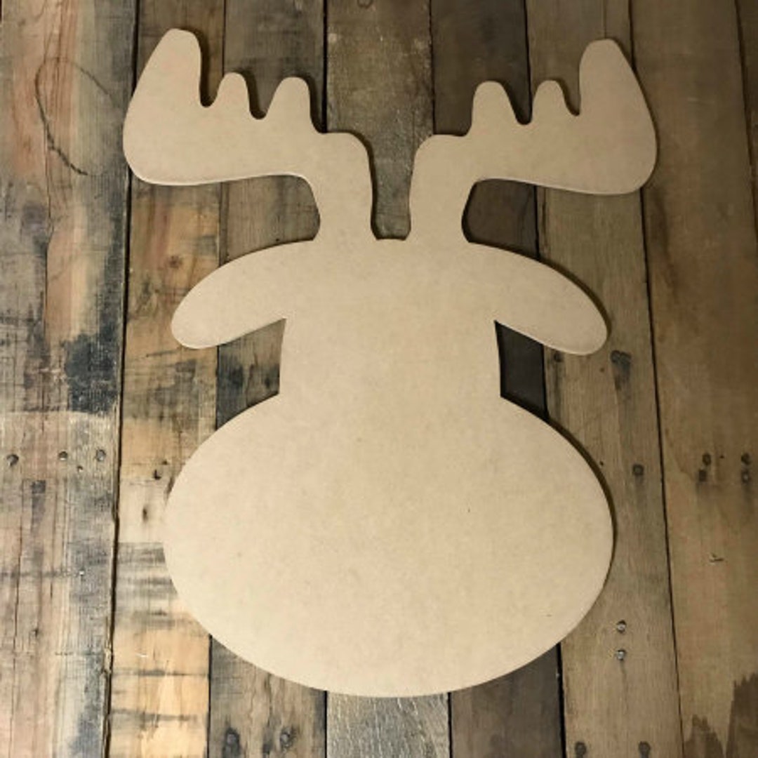 Moose Head With Big Nose, Unfinished Wooden Craft Shape, Wall Decor ...
