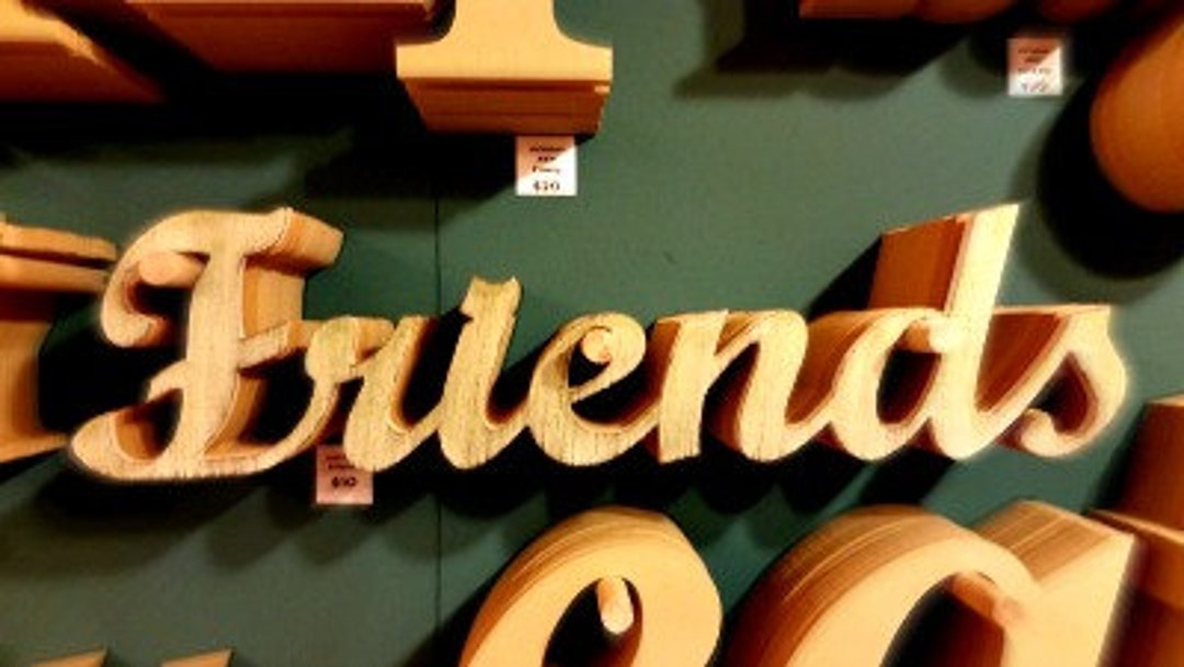 Unfinished Wooden SCRIPT Connected Word (FRIENDS) Paintable Wall ...