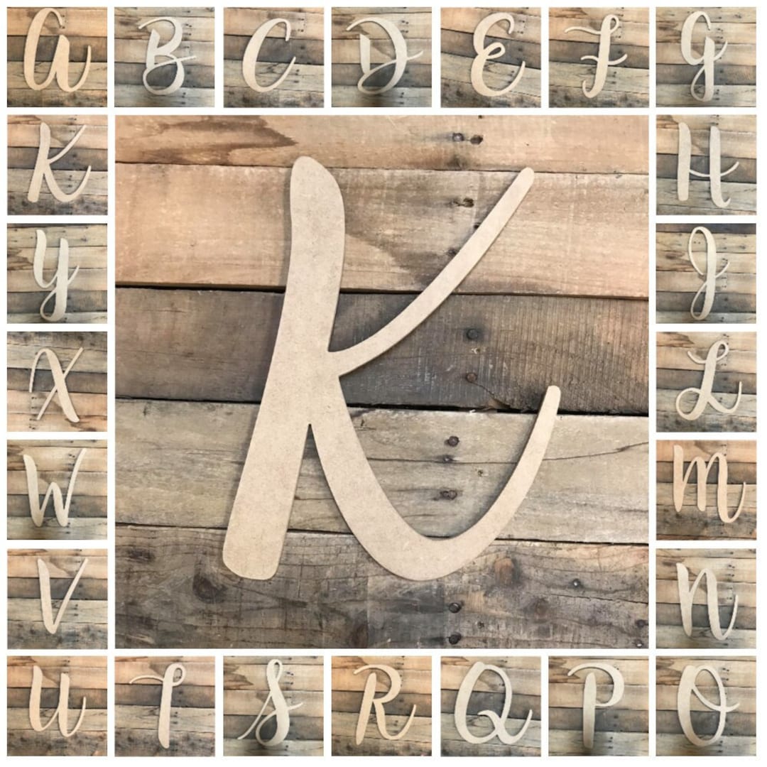 Unfinished Script Wood Letter: DIY Craft, Wall Decor - Etsy