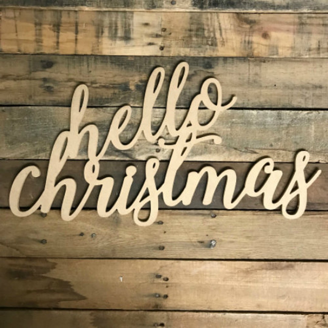 Wooden Hello Christmas Word, Wood Winter Word, Unfinished Wooden ...