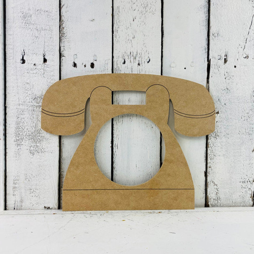 Dialess Rotary Phone, Unfinished Wood Cutout, Paint by Line - Etsy