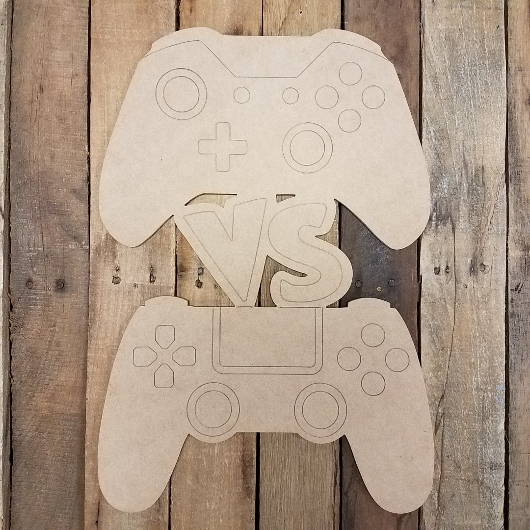 XBox vs Playstation Controller Cutout, Unfinished Wall Art, DIY ...