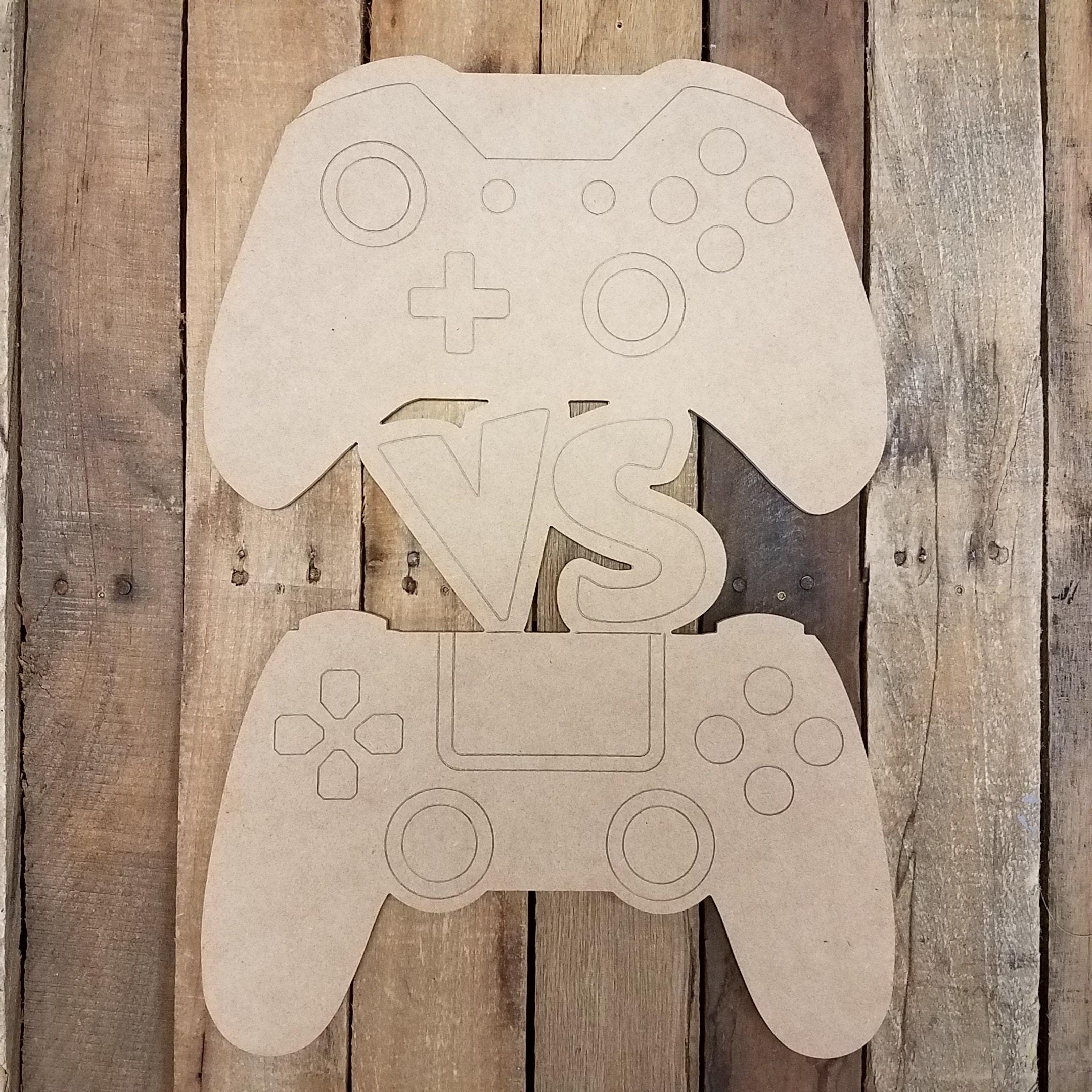 Xbox Vs Playstation Controller Cutout, Unfinished Wall Art, DIY ...