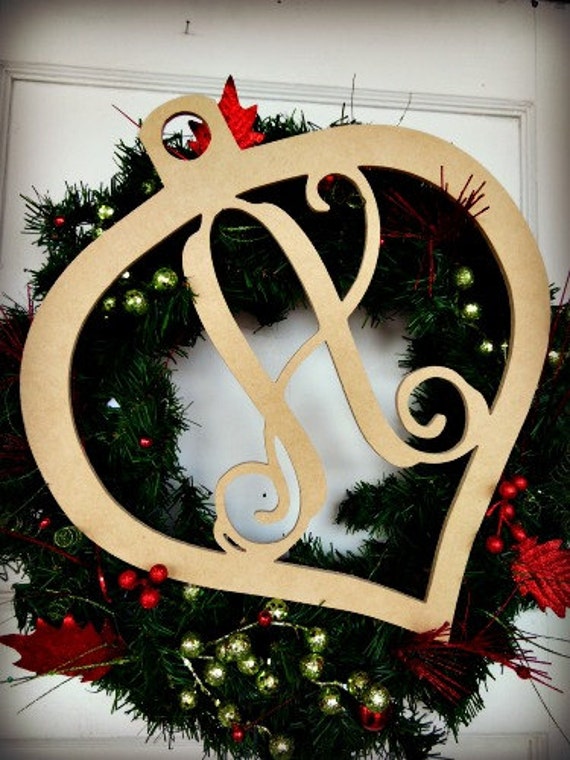 Small Wooden Monogram Letter Ornament Door Hanger Christmas | Etsy