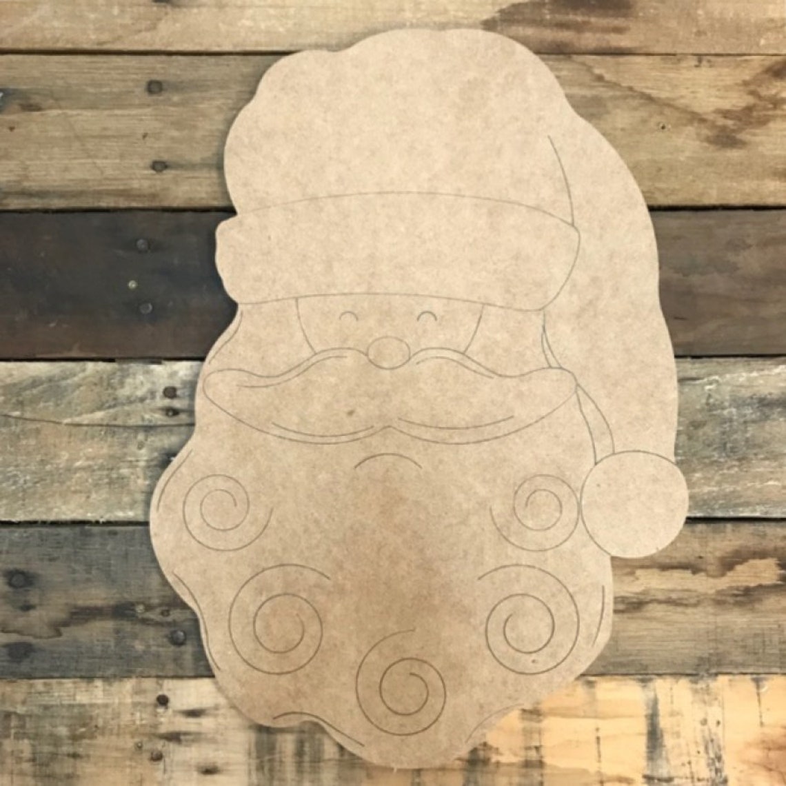 Santa Head Cutout Santa Claus Face With Hat Unfinished Shape - Etsy