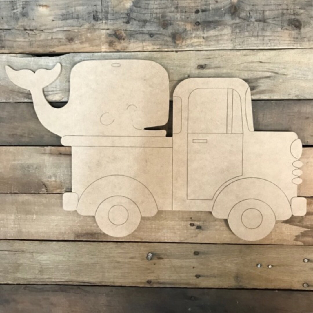 Whale in Truck MDF Craft Shape: DIY Paintable Decor - Etsy