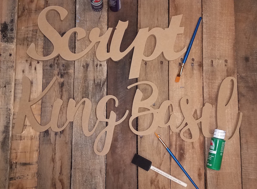 Personalized Custom Wood Cursive Word, 6" Tall King Basil or Script ...