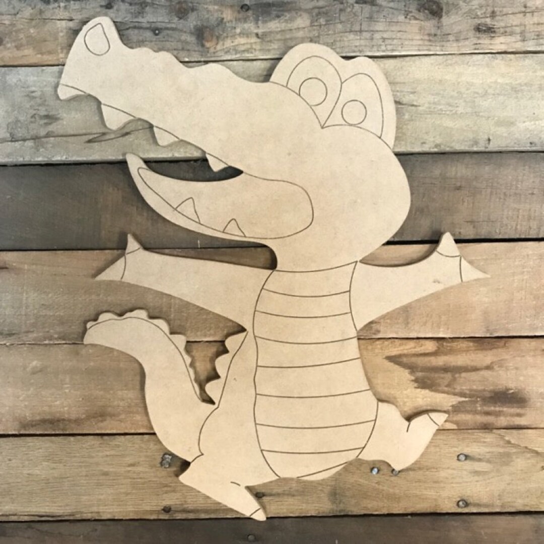 Alligator Cutout, Cartoon Swamp Gator Unfinished Craft, Dancing ...