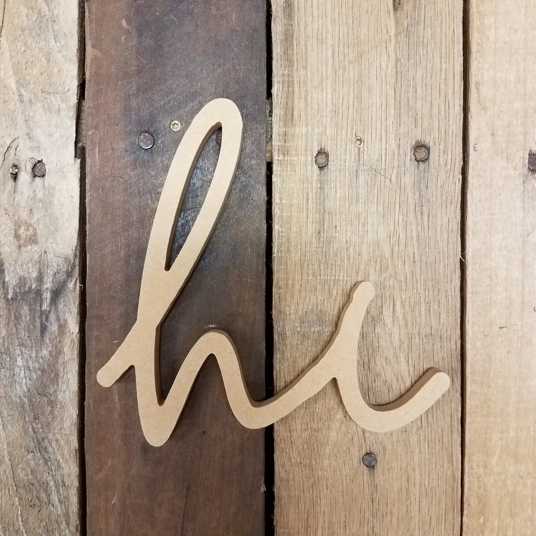 Hi Script Connected Word, Unfinished Wooden Word Art, Paintable Word ...