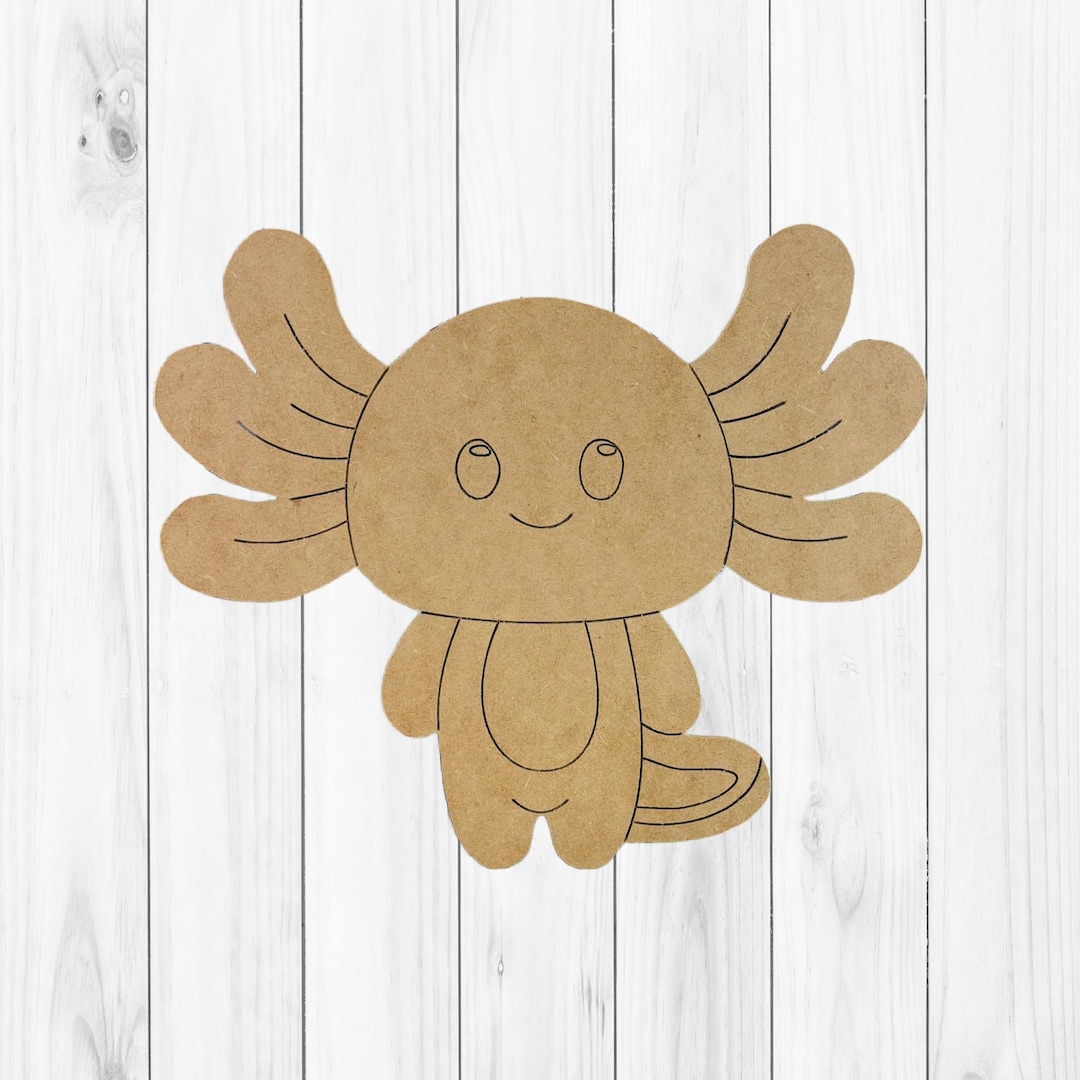 Big Eared Axolotl, Kids Shape Unfinished Wood Cutout, Paint by Line - Etsy