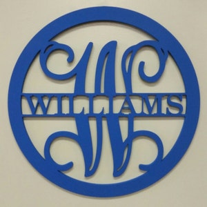 Personalized Circle Monogram Last Name Sign, Family Door Hanger ...