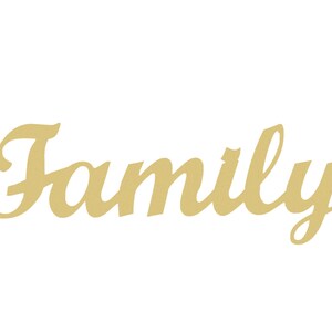 Unfinished Wooden SCRIPT Connected Word (family) Paintable Wall Hanging ...