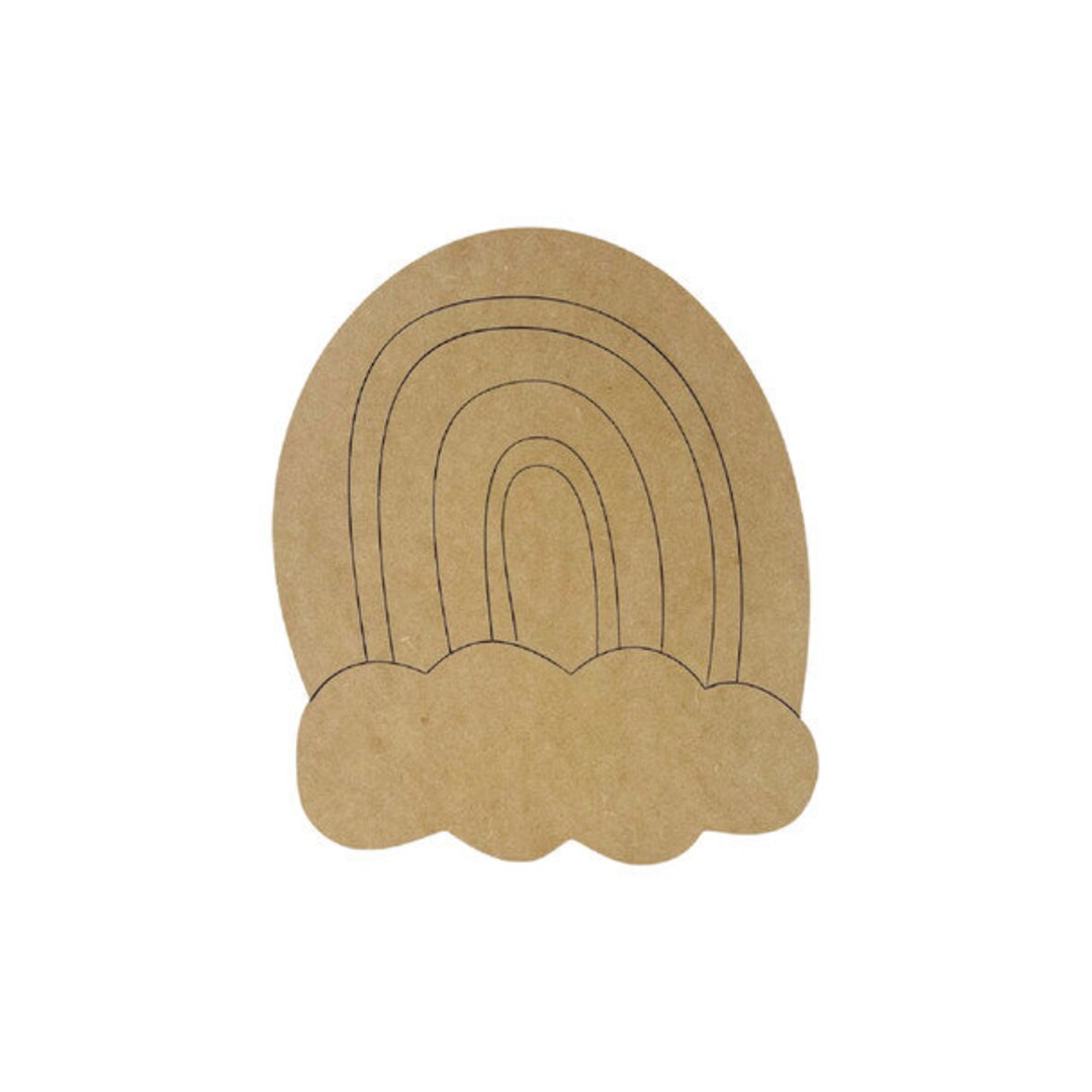 Rainbow With Clouds, Paint by Line MDF Wooden Craft, Unfinished Craft ...