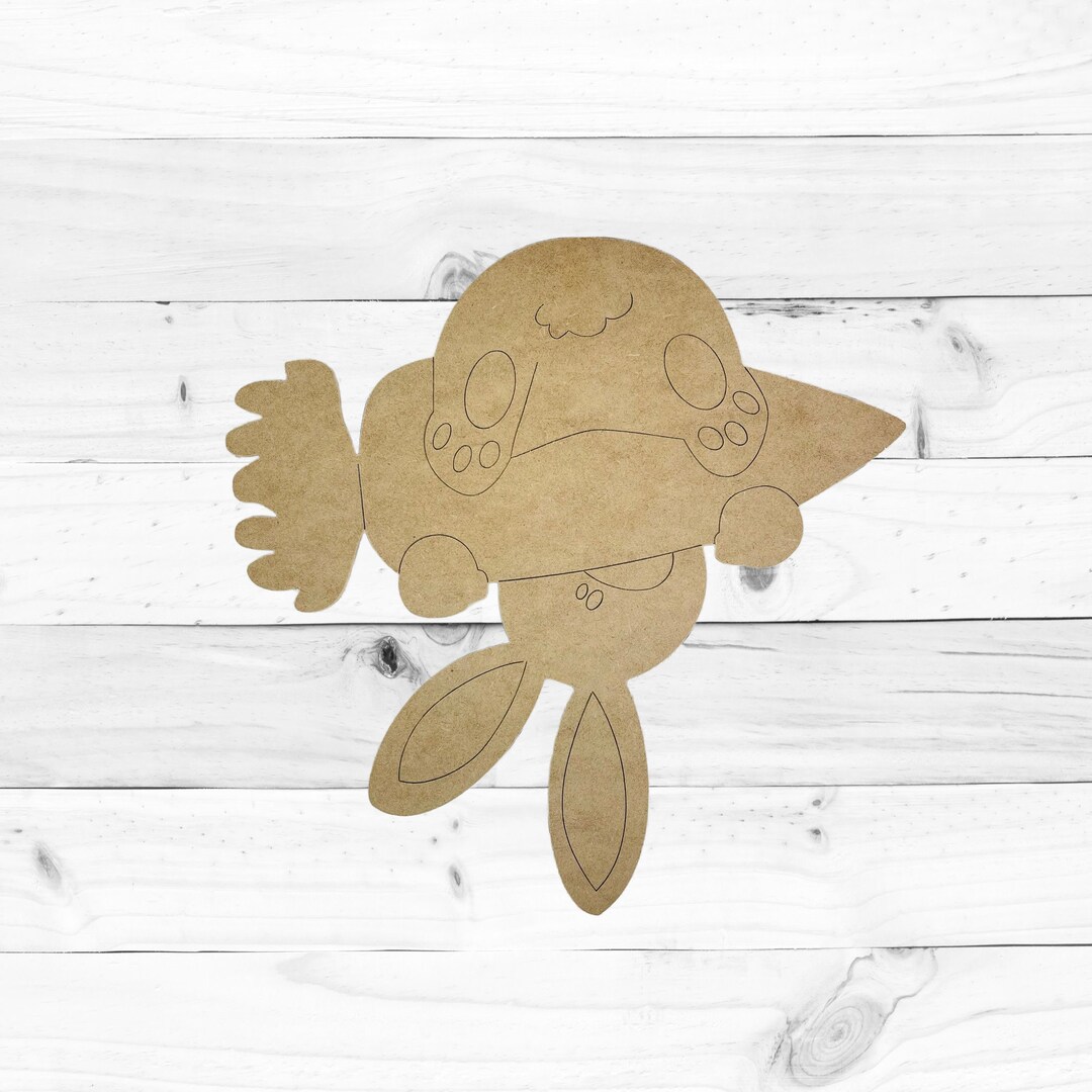 Upside Down Bunny With Carrot, Easter Shape Unfinished Wood Cutout ...