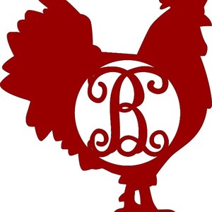 Small Monogram Wooden Letter Rooster, Chicken Rooster Initial DIY ...