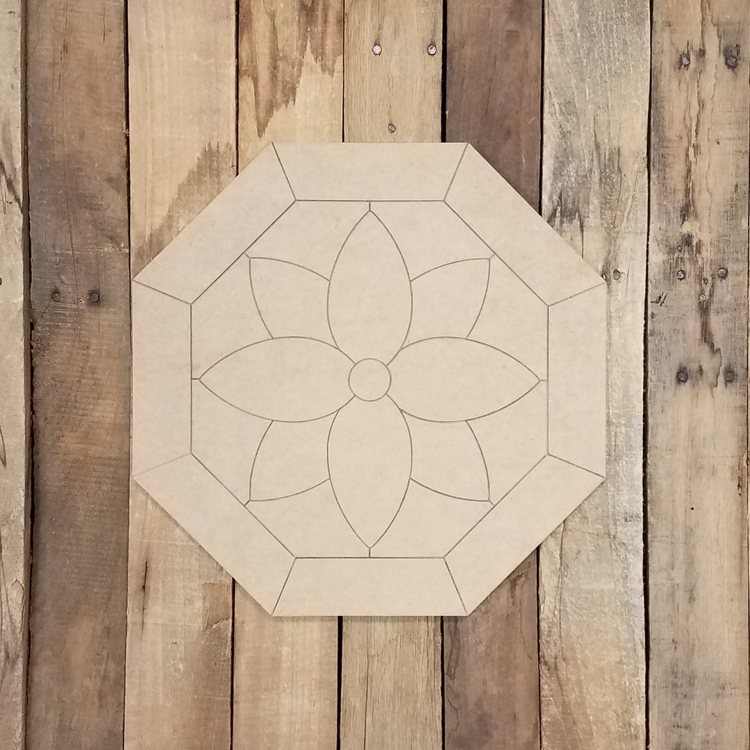 Flower in Octagon Geometric Art Circle, Unfinished Wall Art, DIY ...