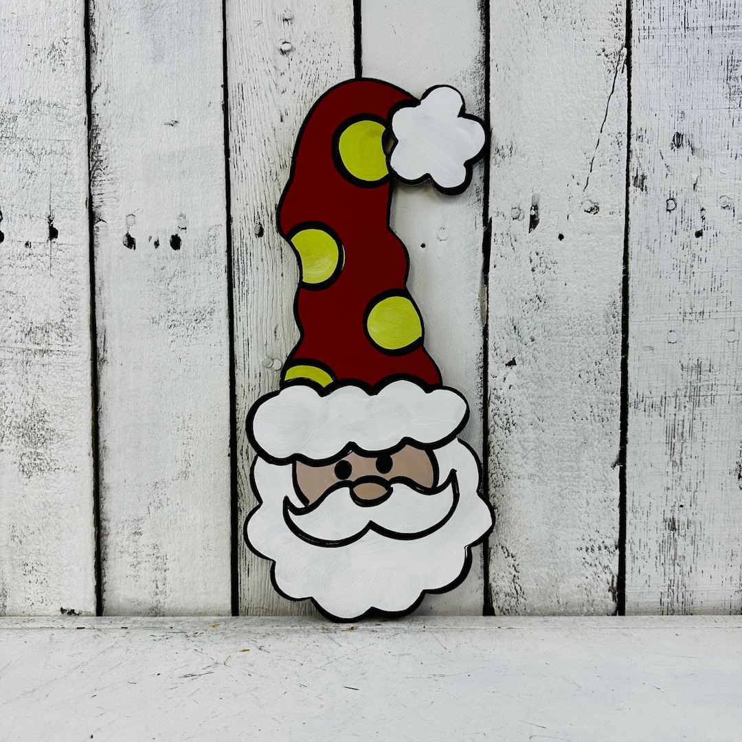 Santa Head With Tall Hat, Christmas Shape, Paint by Line, Unfinished ...