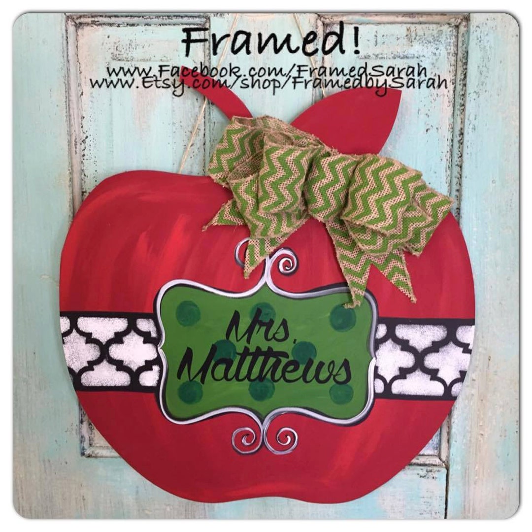 APPLE Wooden Unfinished Large Classroom Shape, Delicious Apple Fruit ...