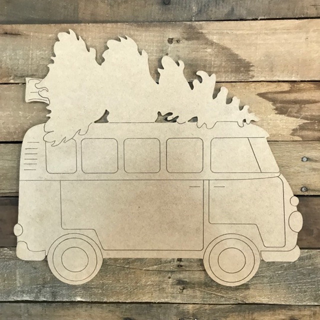 Van With Christmas Tree Cutout, Volkswagen Bus Holiday Theme Vehicle ...