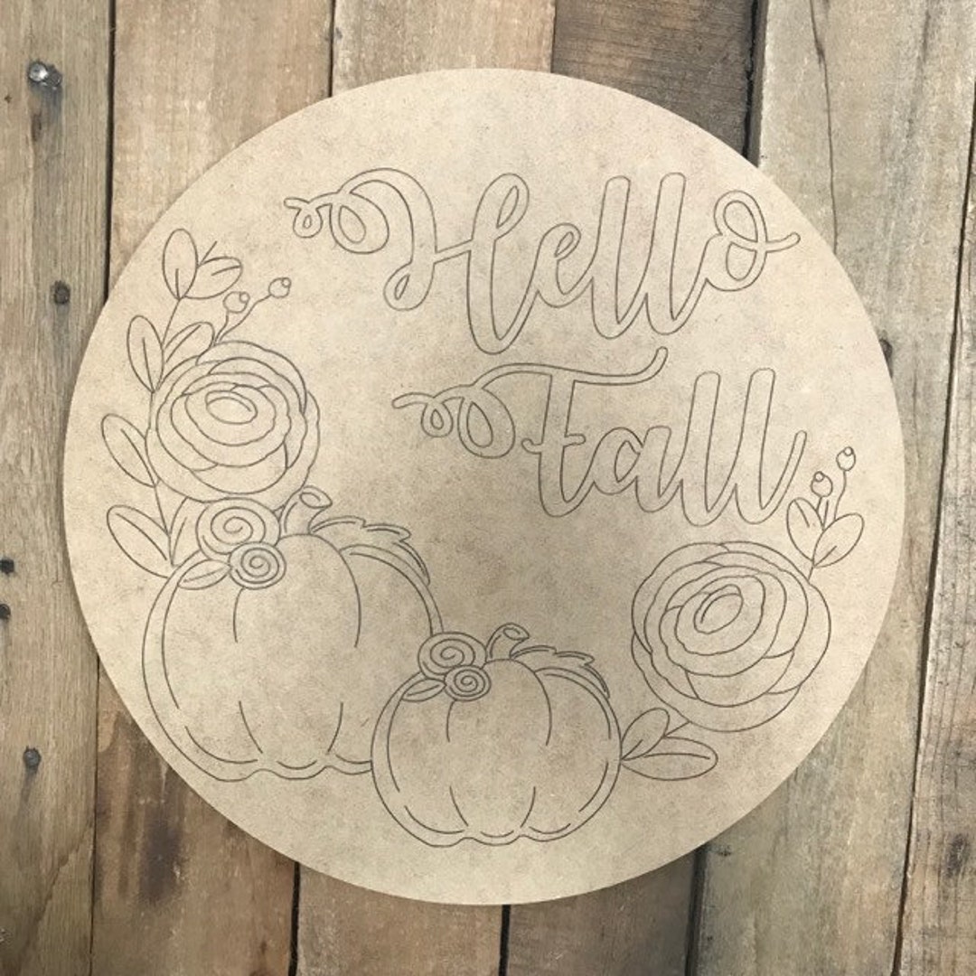 Hello Fall Circle Cutout, Shape, Paint by Line - Etsy
