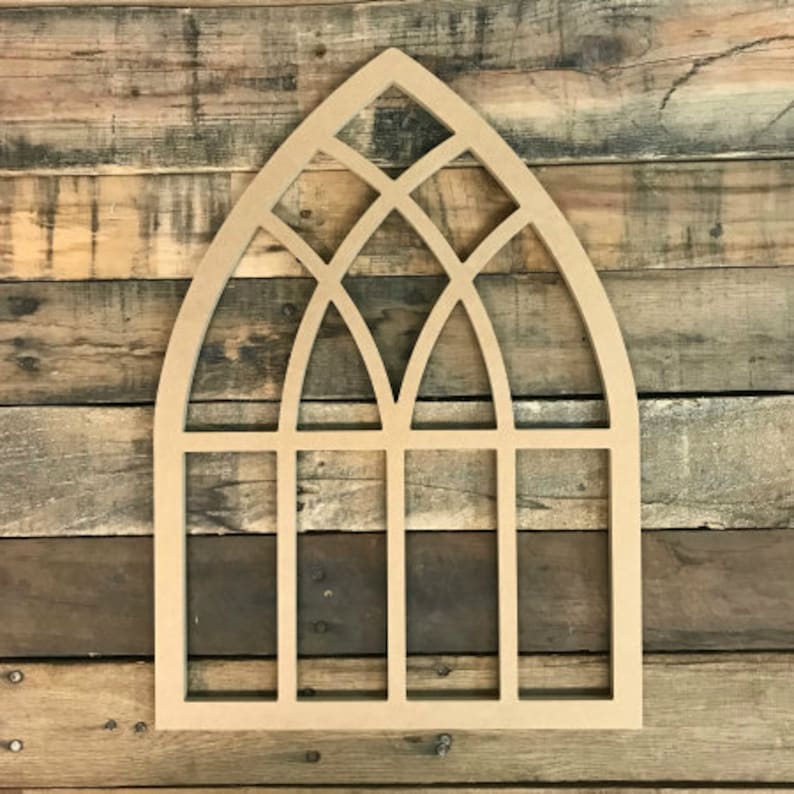 Wooden Cathedral Window Decor Unfinished Wooden Window Arch - Etsy