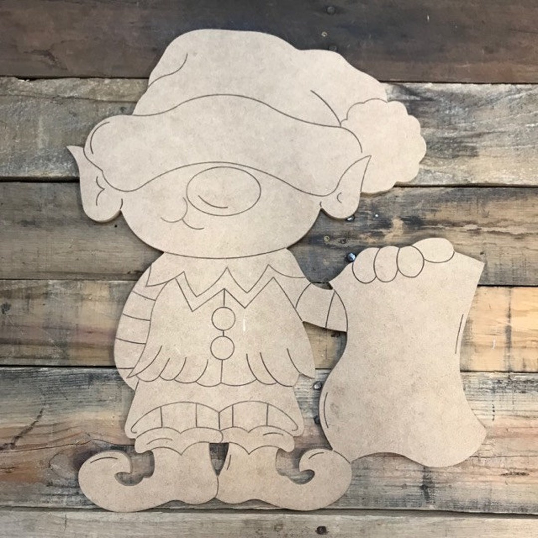 DIY Wood Elf Cutout: Christmas Holiday Paint by Line Craft - Etsy