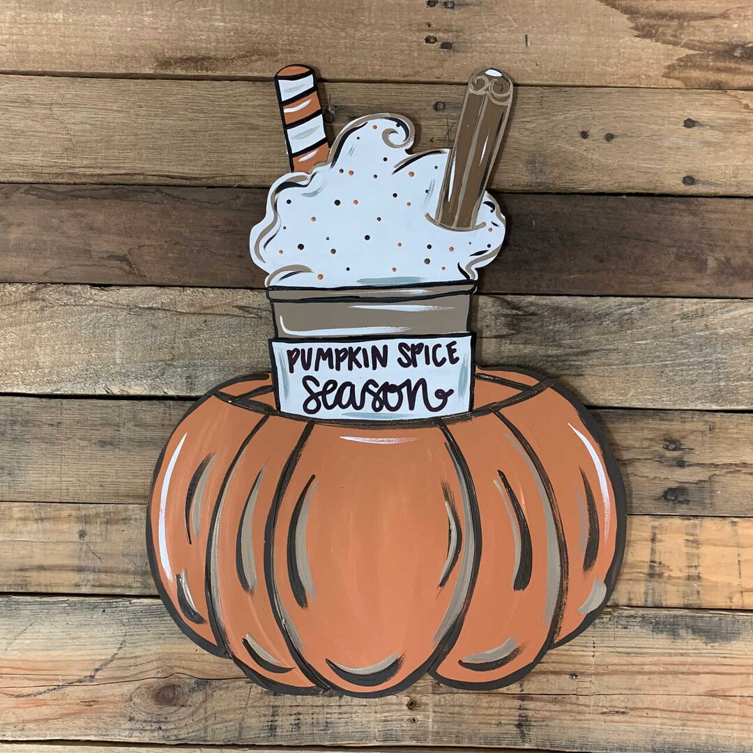 Latte Pumpkin Craft Cutout, Unfinished Wall Art, DIY Paintable, Fall ...