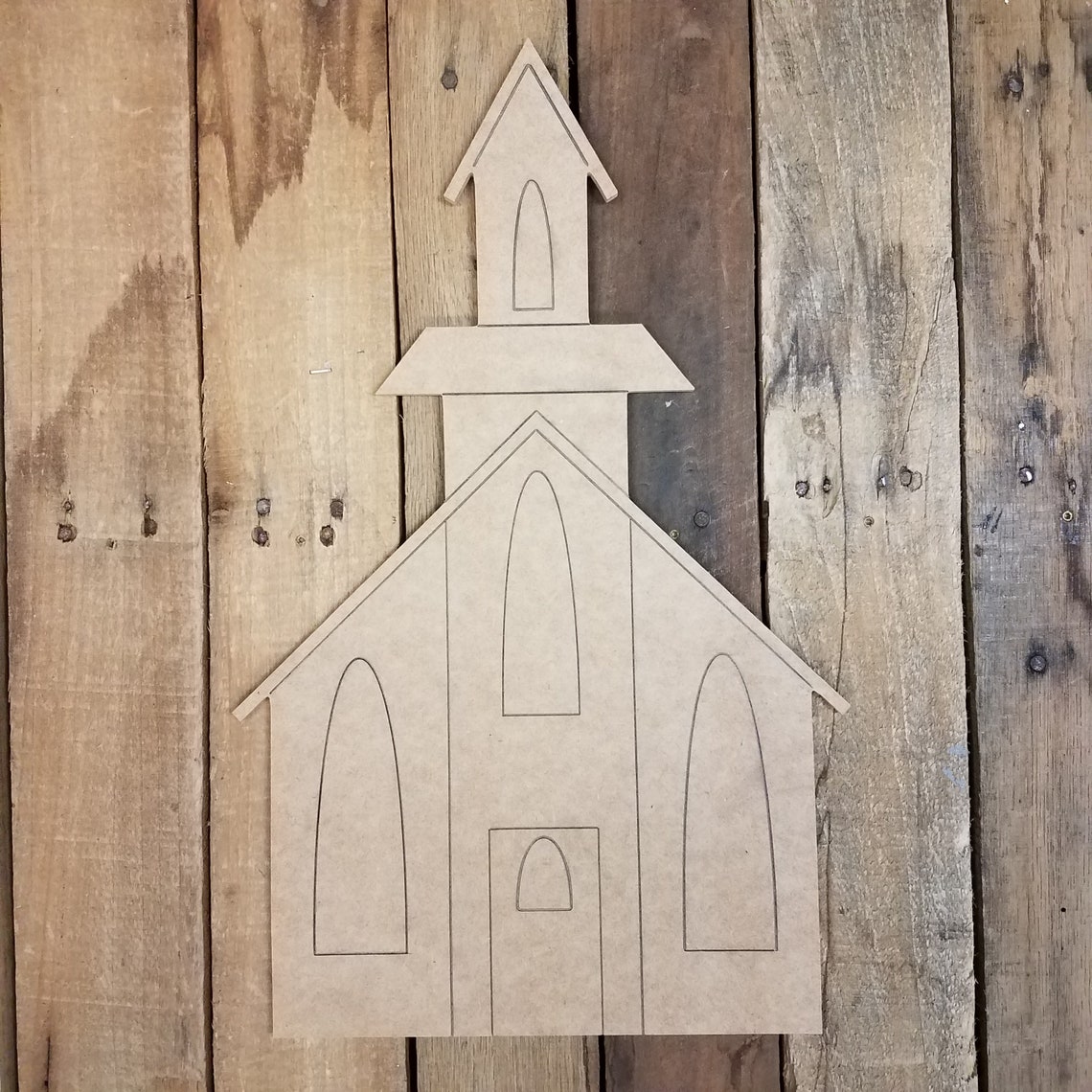 Country Church Wall Art Shape Unfinished Craft Paint by - Etsy