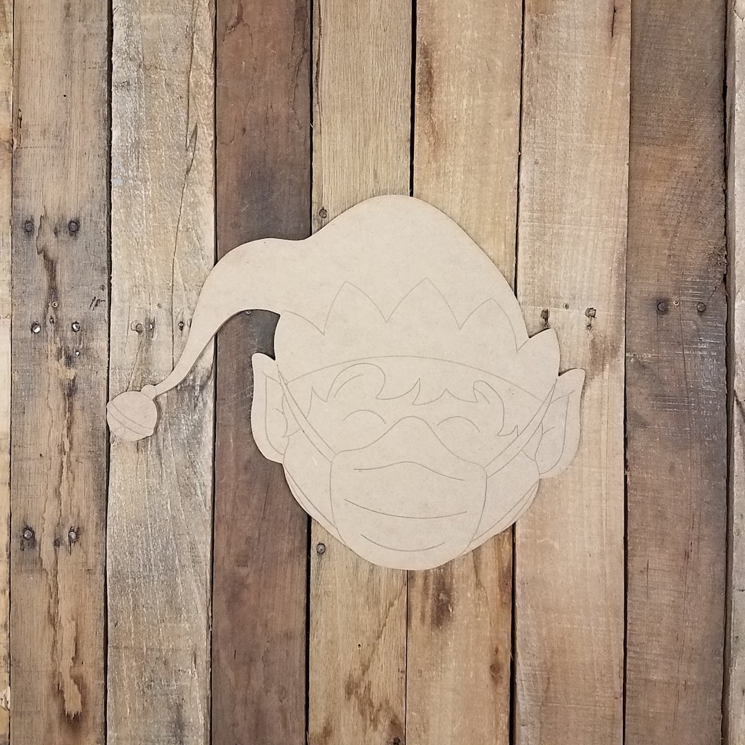 Elf Face With Mask, Unfinished Wall Art, DIY Paintable, Wood Cutout ...