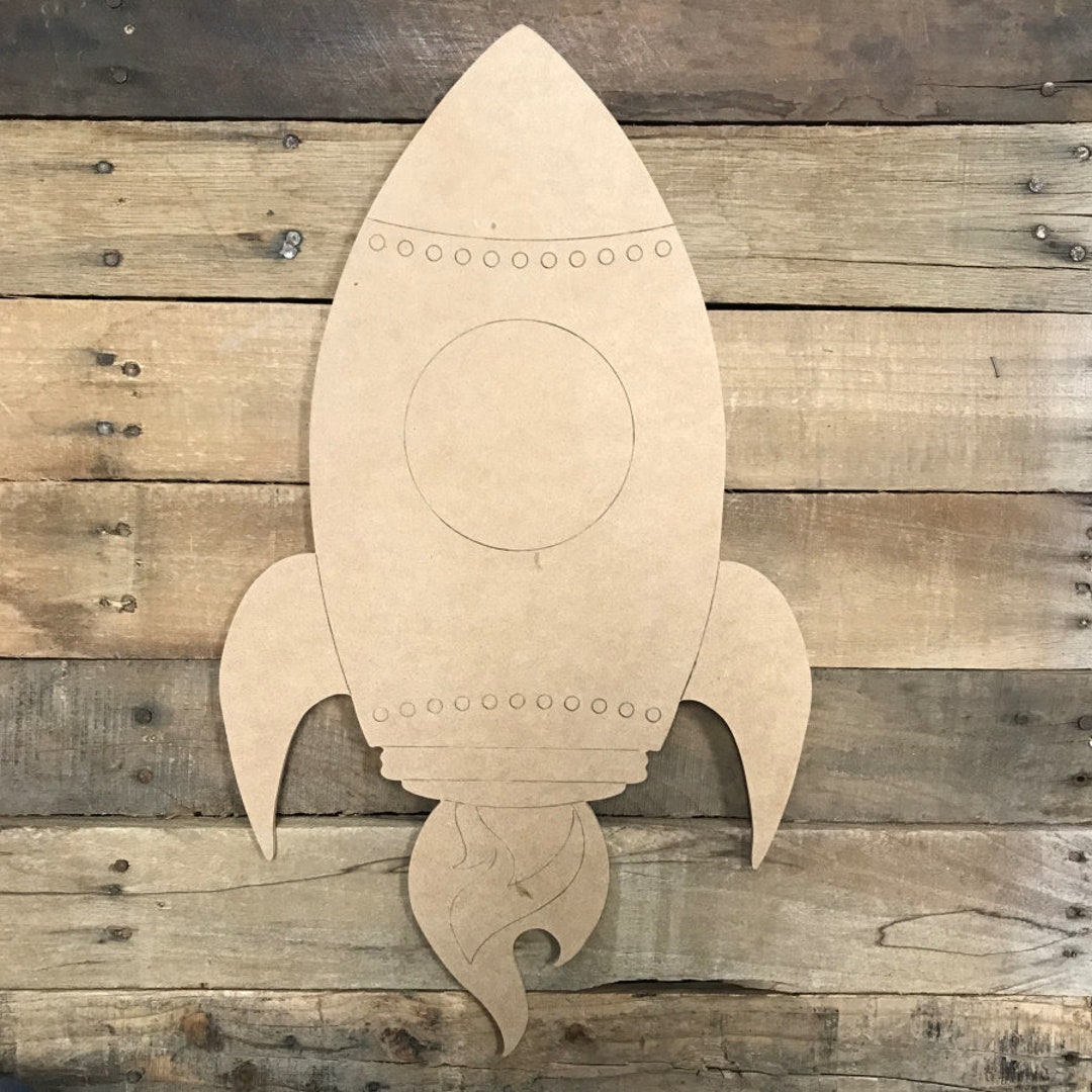 Rocketship Wood Cutout, Spacecraft Space Rocket Shuttle Liftoff ...