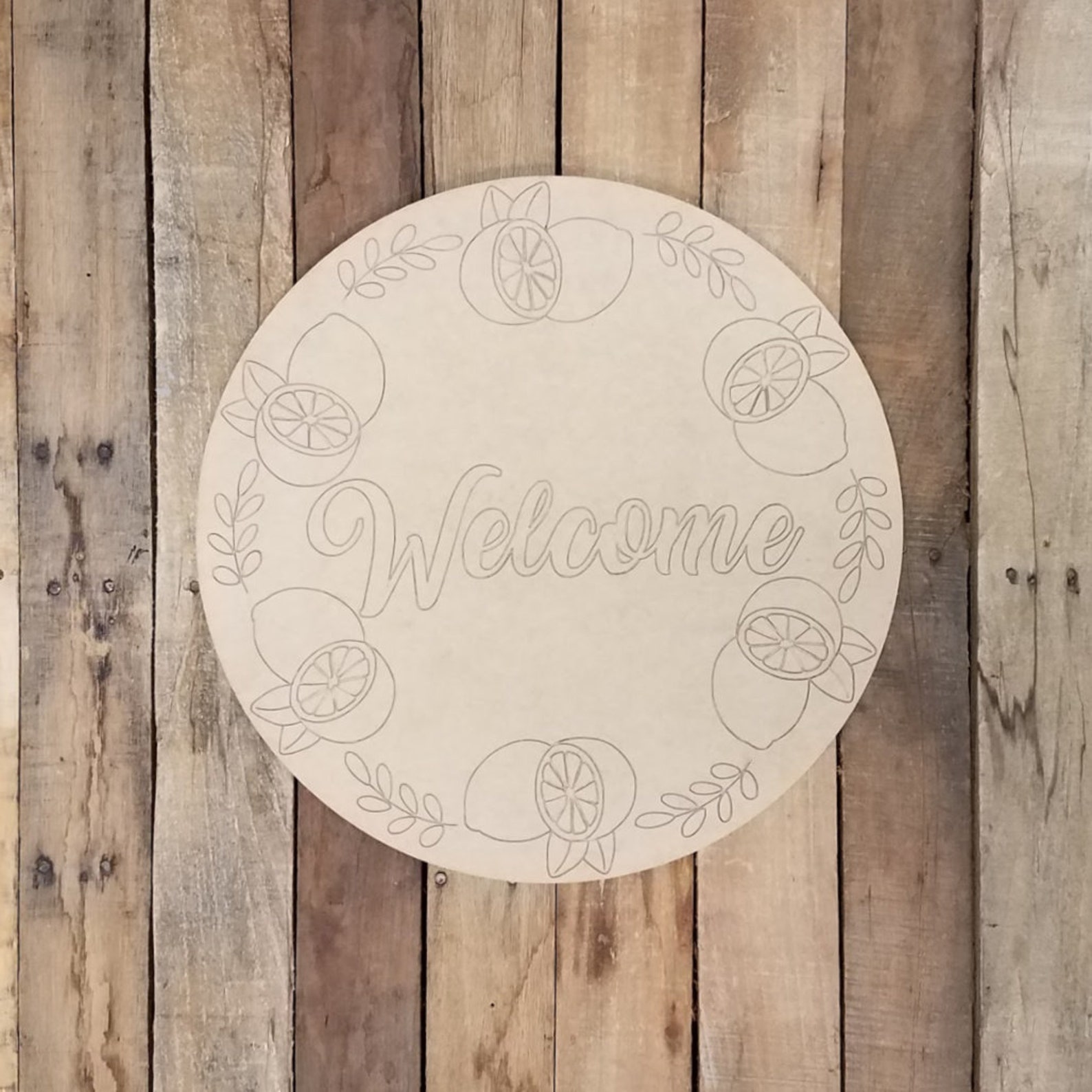 Welcome Lemon Wreath Circle Plaque Citrus Fruit Wall Craft - Etsy