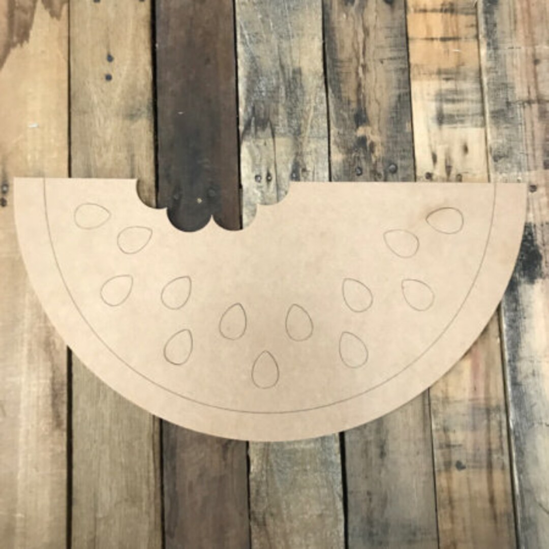 Bitten Watermelon Slice: Unfinished MDF Wooden Cutout, Paint by Line - Etsy