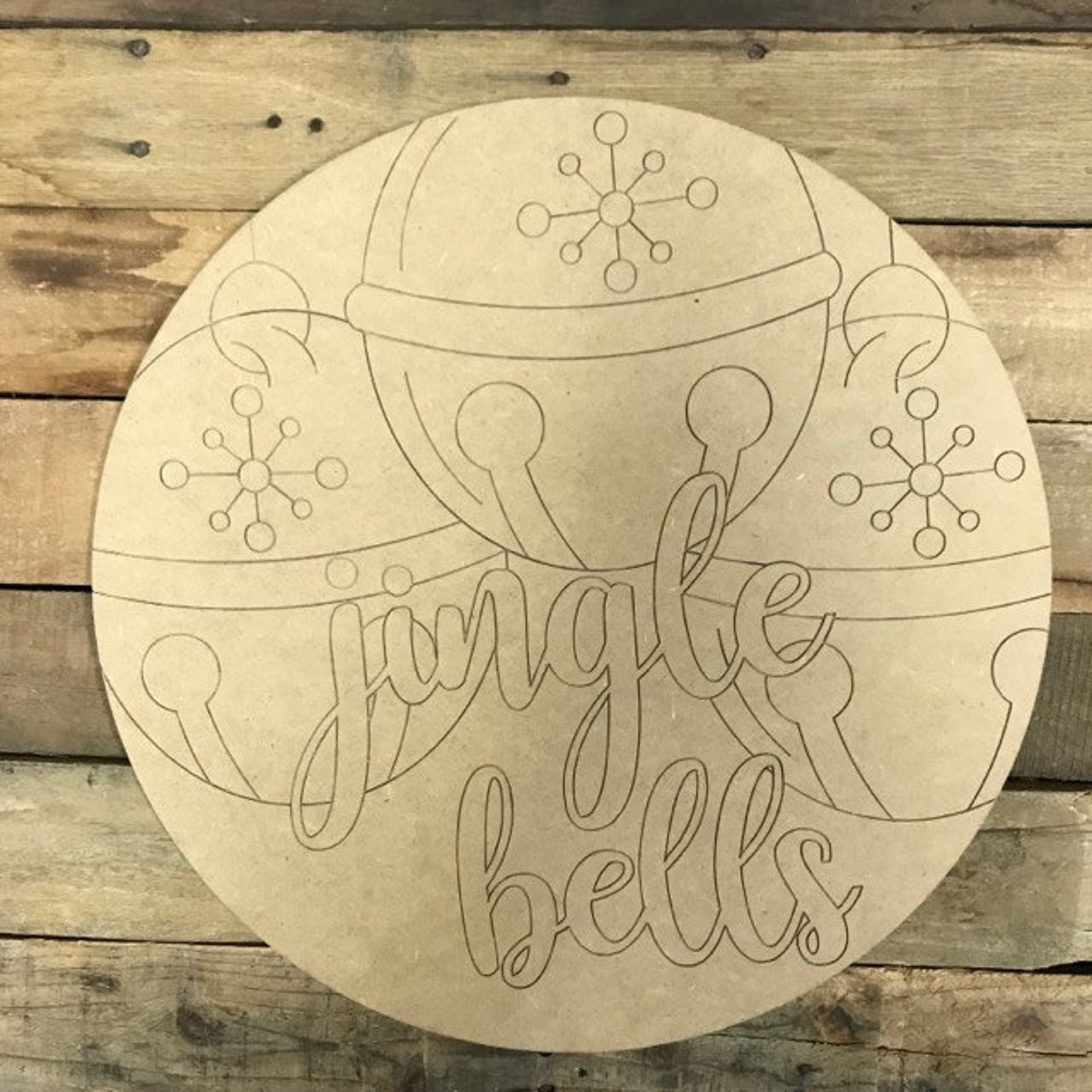 Jingle Bell Circle Christmas Wood Cutout Holiday Round - Etsy