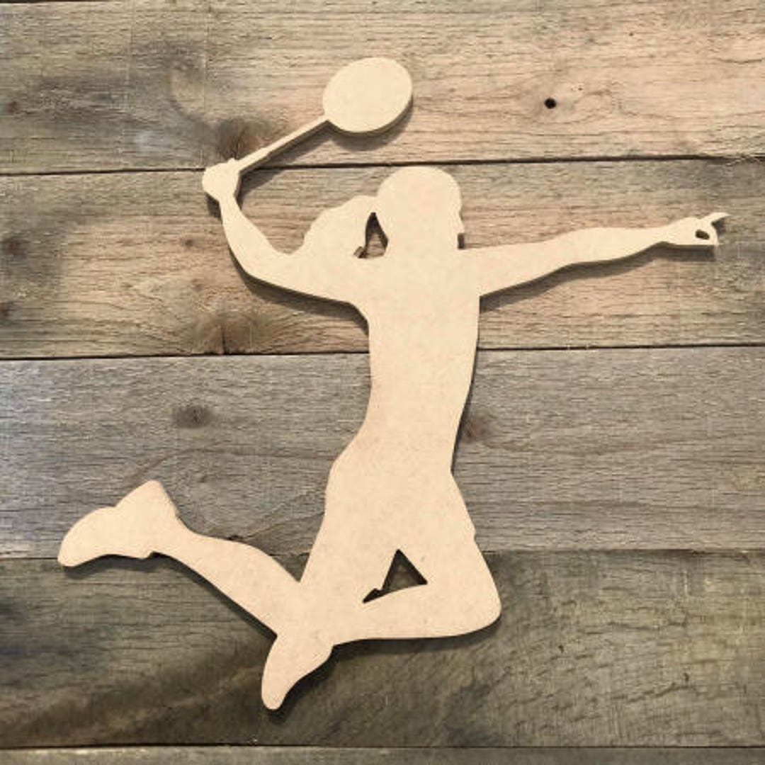 Badminton Girl Swinging Wooden Unfinished, Shape, Paintable, Swinging ...