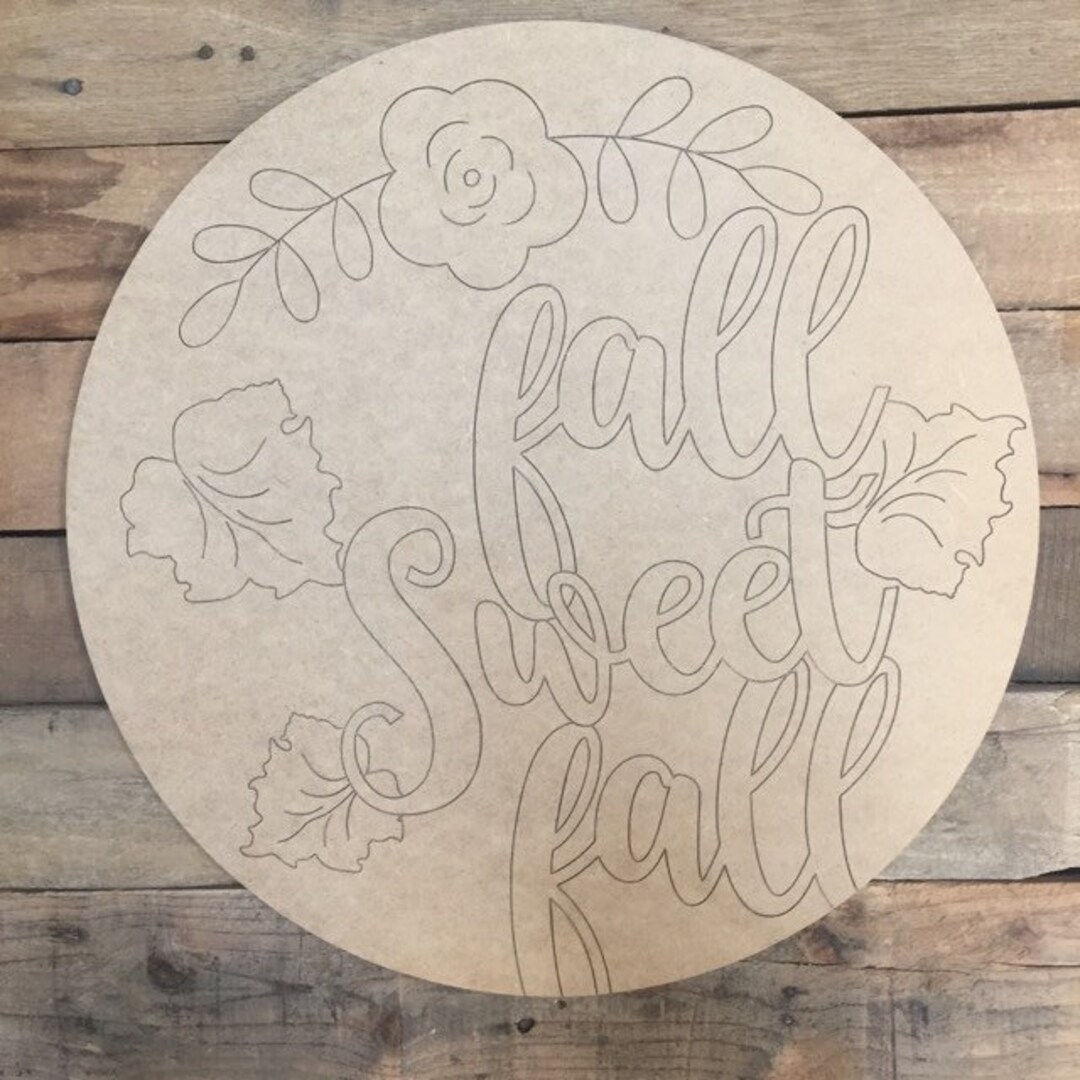 Fall Sweet Fall Circle, Wood Cutout, Shape, Paint by Line - Etsy