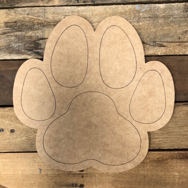 Dog Paw Print Cutout Unfinished Shape Animal Wide Paw | Etsy