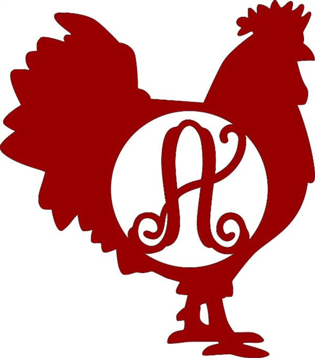 Small Monogram Wooden Letter Rooster, Chicken Rooster Initial DIY ...