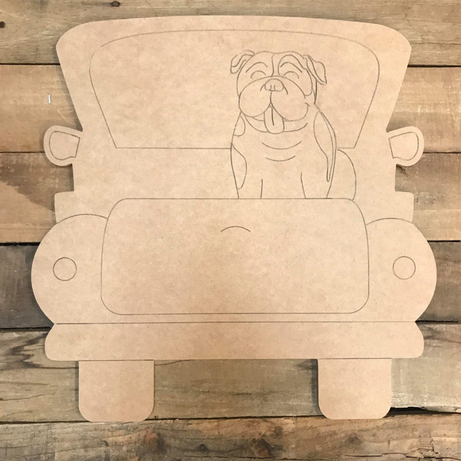 Bulldog in Truck Unfinished Craft: DIY Paintable MDF Shape - Etsy