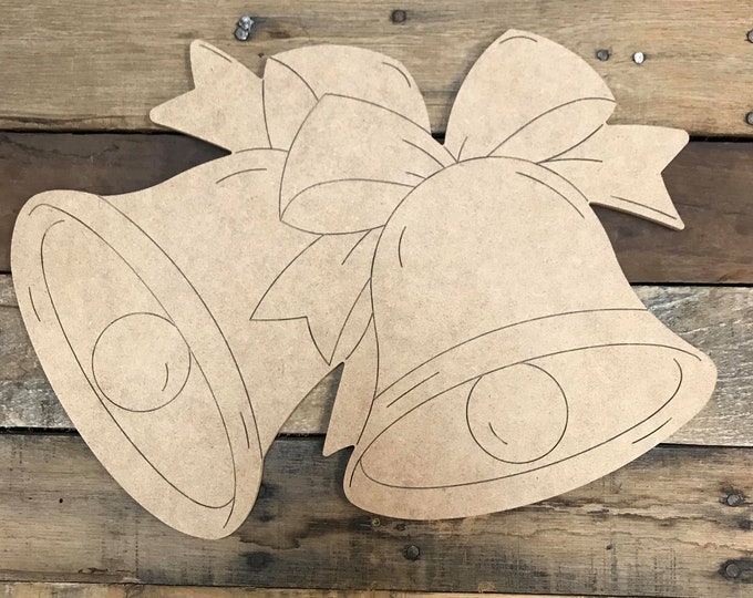 Jingle Bell With Ribbon Cutout, Unfinished Wall Art, DIY Paintable ...