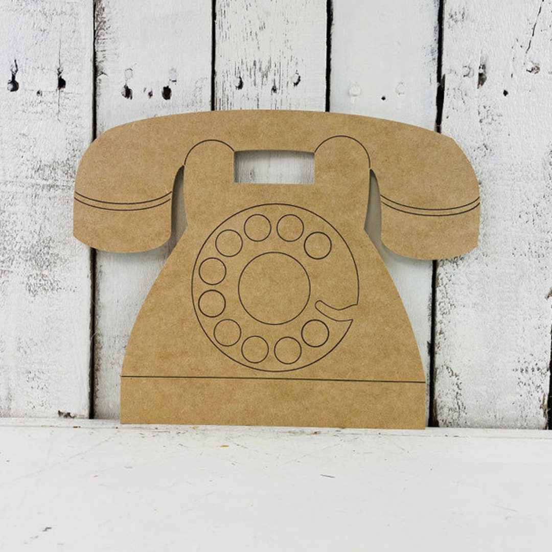 Rotary Phone, Unfinished Wood Cutout, Paint by Line - Etsy