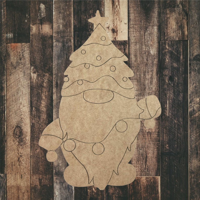 Buy Our Christmas Gnome With String of Lights Wood Cutout - Etsy