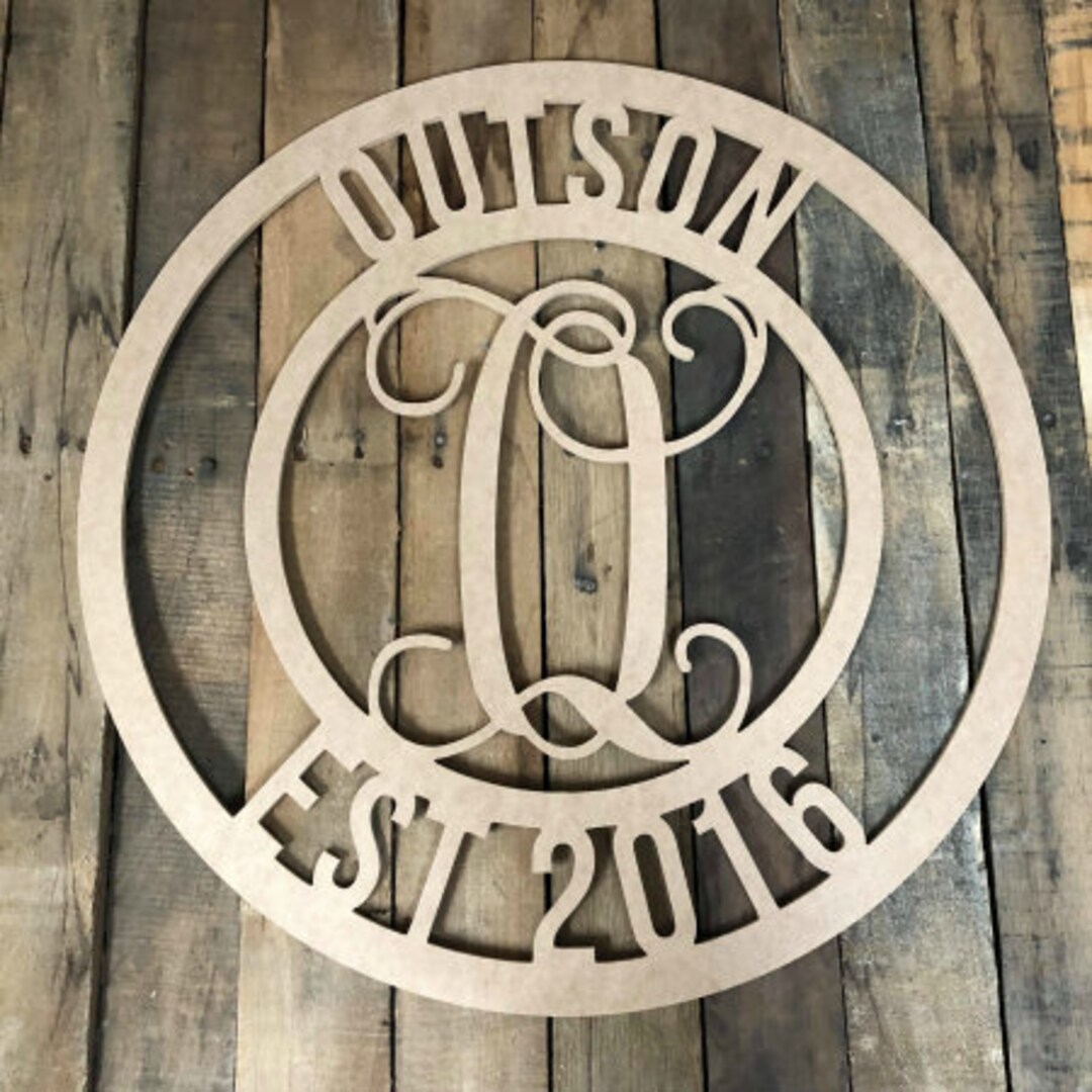 Unfinished Circle Last Name Sign: Custom Wooden Monogram Decor - Etsy