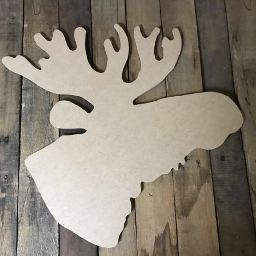 Moose Head, Unfinished Wooden Craft Shape, Door Decor, Bull Moose With ...