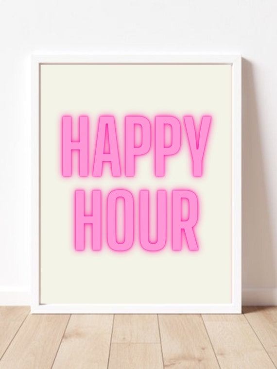 Happy Hour Art Print Modern Art Print Pink Bar Cart - Etsy