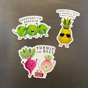 Set of 3 Refrigerator Magnets - Veggie Pun - Kitchen Decor - Funny ...
