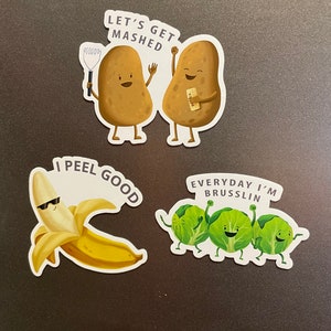 Set of 3 Refrigerator Magnets - Veggie Pun - Kitchen Decor - Funny ...