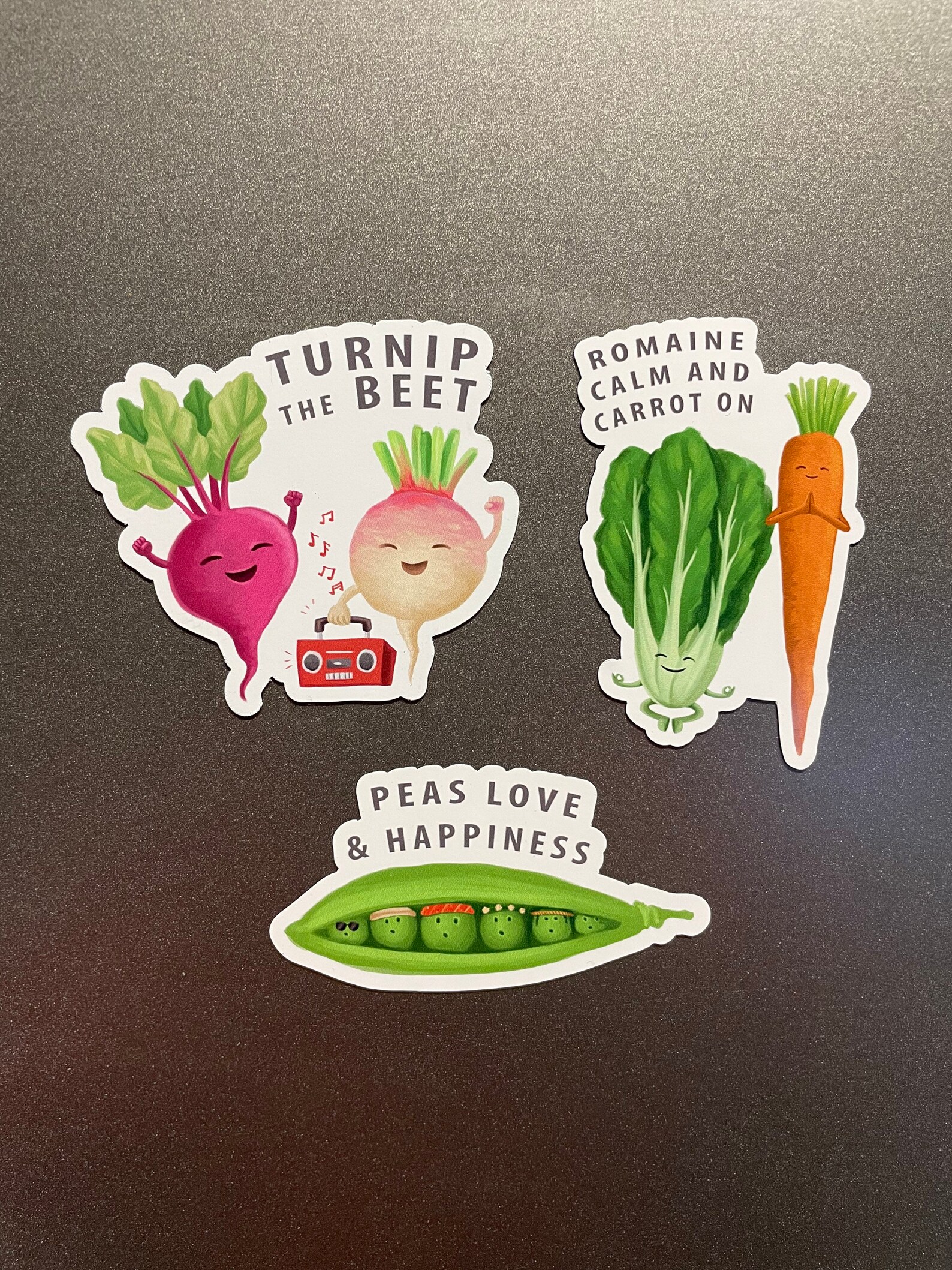Set of 3 Refrigerator Magnets - Veggie Pun - Kitchen Decor - Funny ...