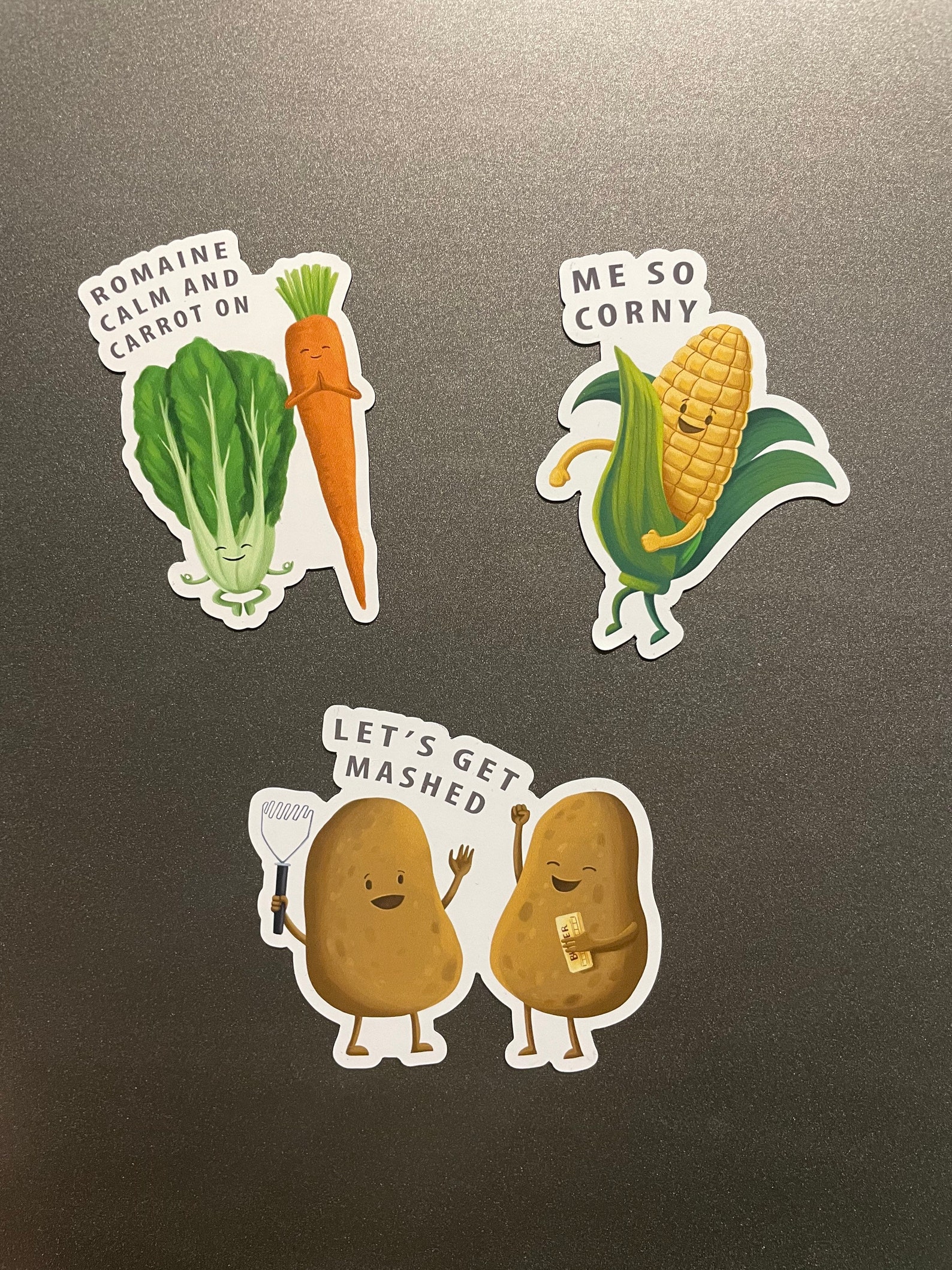 Set of 3 Refrigerator Magnets Veggie Pun Kitchen Decor - Etsy