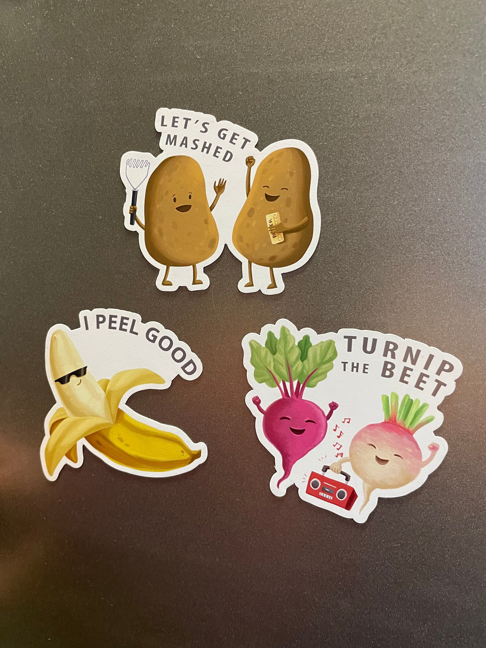 Set of 3 Refrigerator Magnets - Veggie Pun - Kitchen Decor - Funny ...